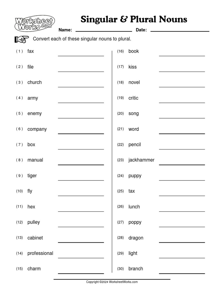 WorksheetWorks Singular Plural Nouns 1 | PDF | Linguistics | Languages