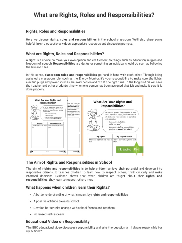 What Are Rights, Roles and Responsibilities - Answered - Twinkl ...