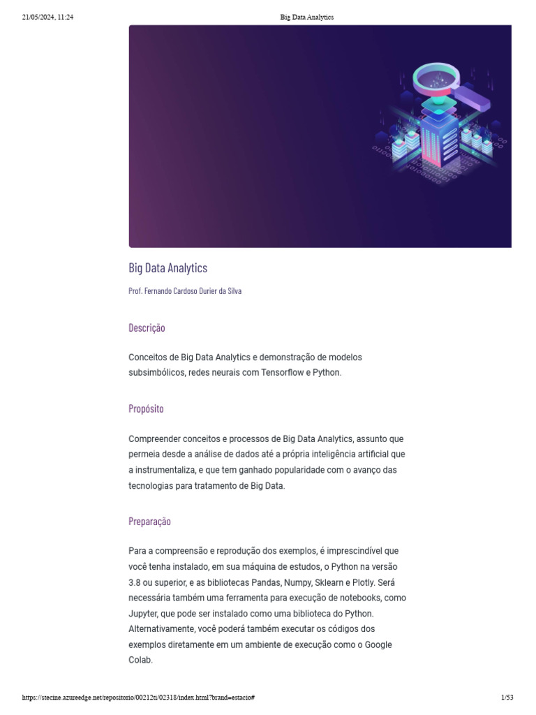 Big Data Analytics | PDF | Inteligência artificial | Inteligência Artificial (IA) e Semântica