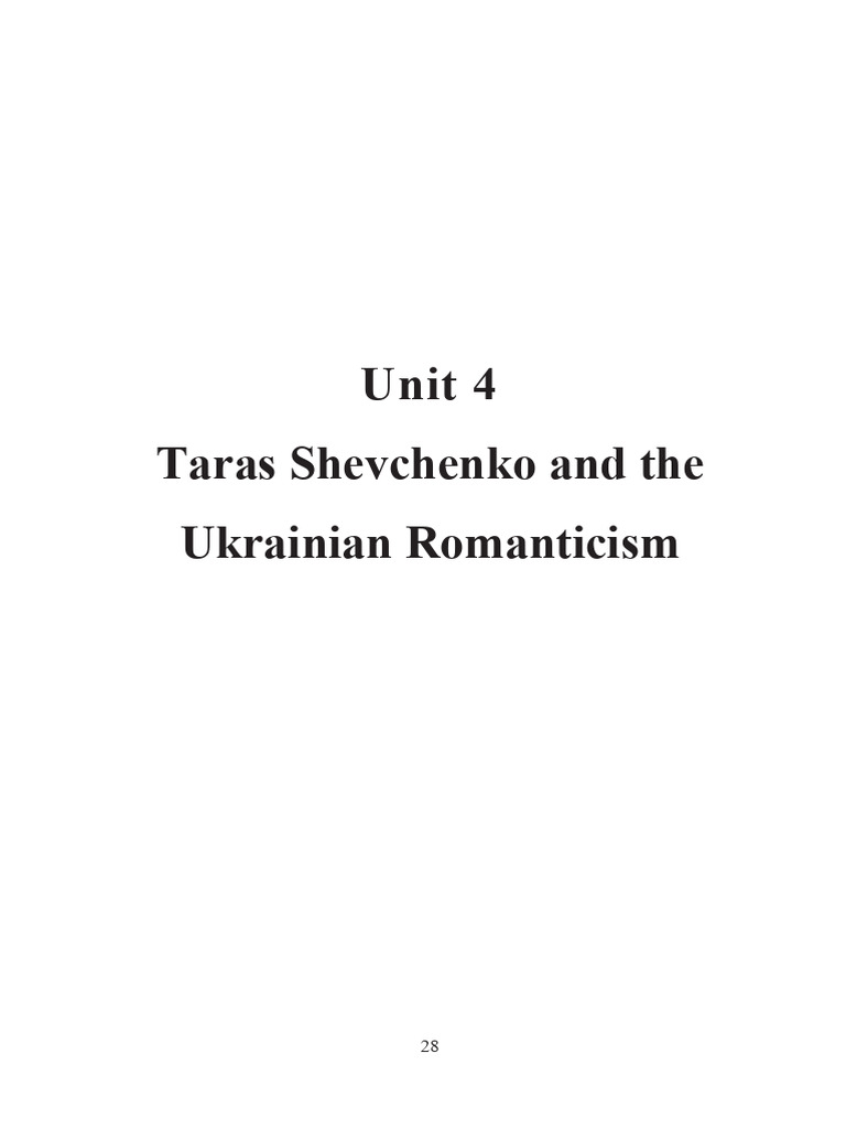 Un.4. Taras Shevchenko and The Ukrainian Romanticism | PDF | Romanticism