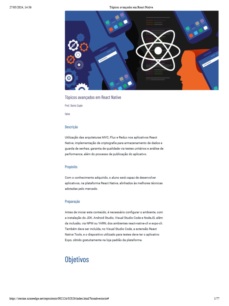 Mobile - AULA06 - Tópicos Avançados em React Native | PDF | Model-View ...