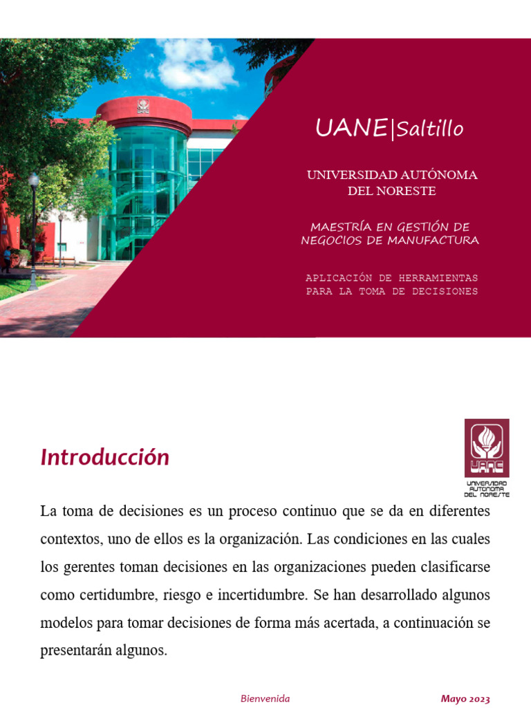 Modelos para La Toma de Decisiones Mayo 2023 | PDF | Toma de decisiones ...