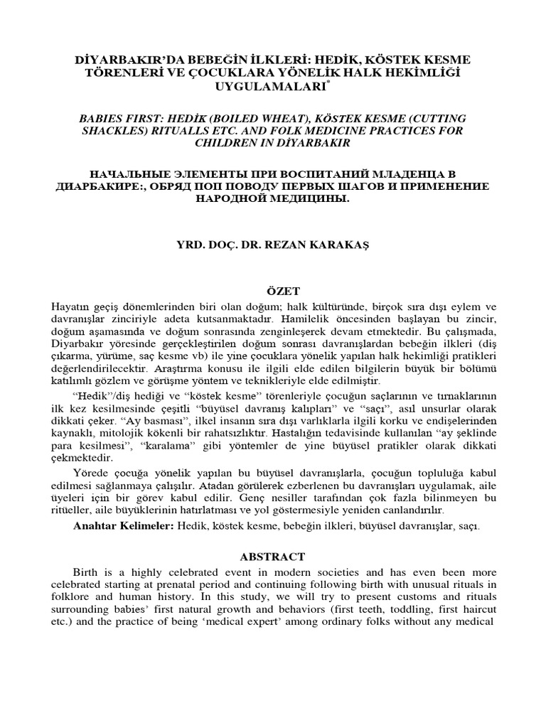 Rezan Karakas Diyarbakir Halk Hekimligi Uygulamalari | PDF