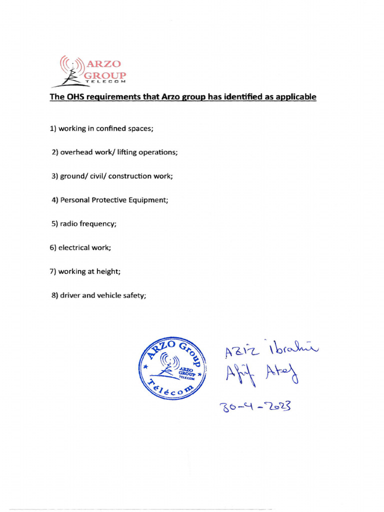 OHS Requirements for Safe Work Practices | PDF | Occupational Safety ...