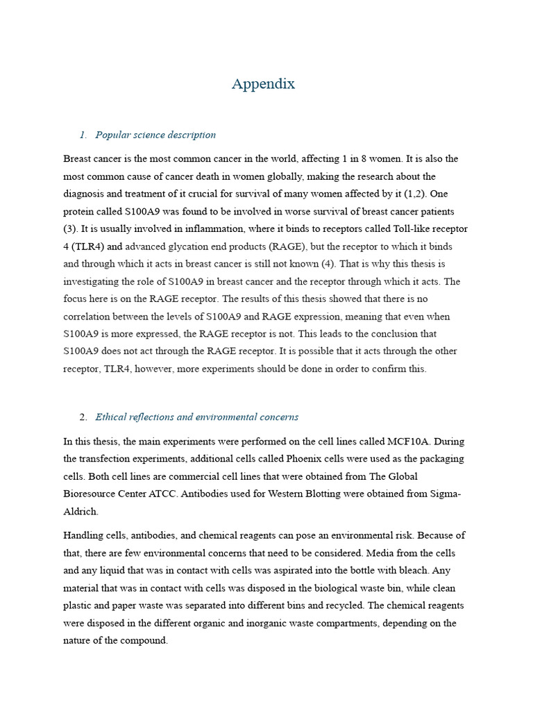 Appendix | PDF | Health Sciences | Cell Biology