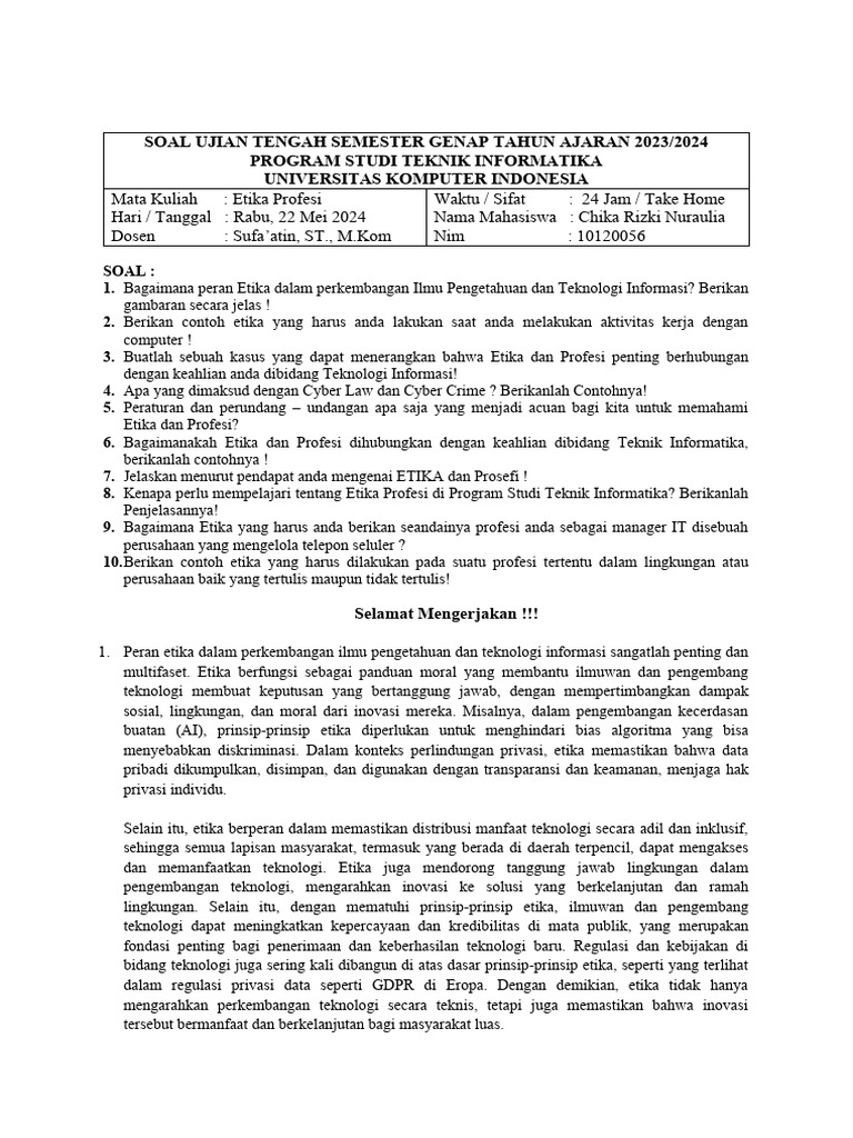 UTS Etika Profesi IF-2 | PDF | Komputer