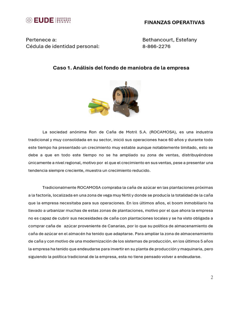 Finanzas Operativas - Caso Práctico | PDF | Capital de trabajo ...