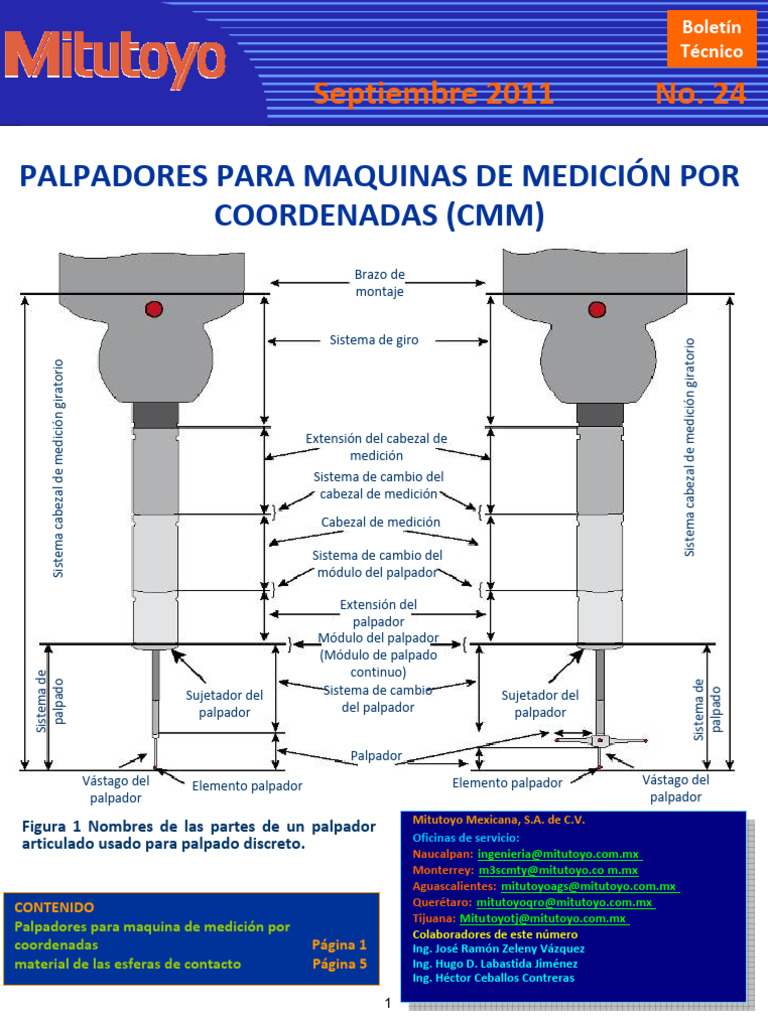 Palpadores para CMM: Tipos y Usos | PDF | Aluminio | Calibración