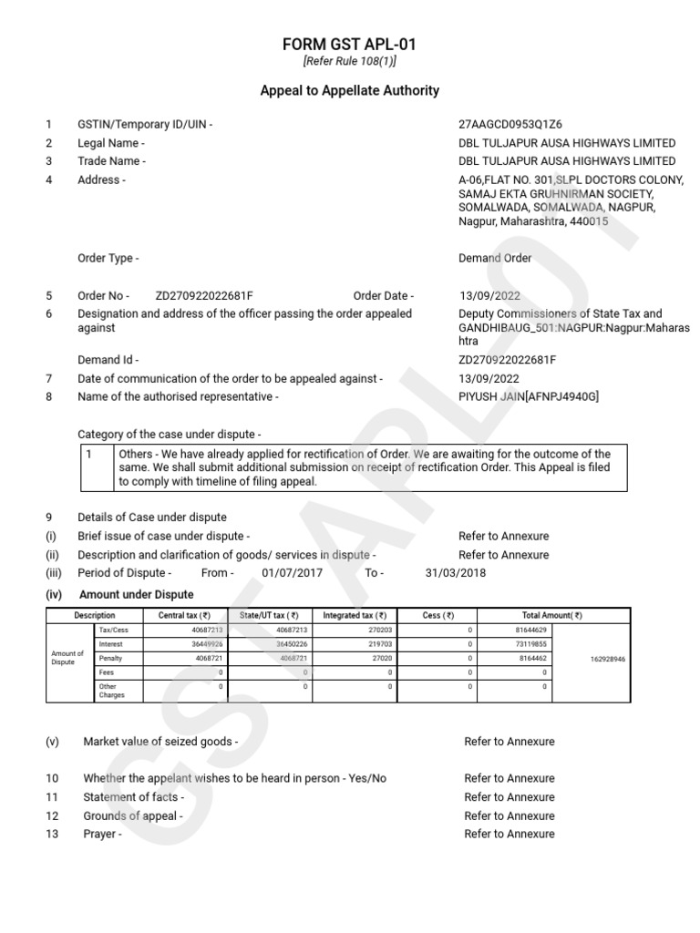 GST APL-01 | Download Free PDF | Taxes | Government