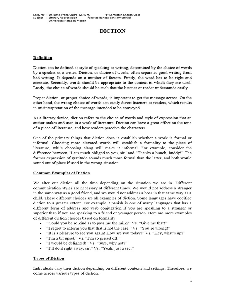 Meeting 3_ Diction | PDF | Poetry | Linguistics