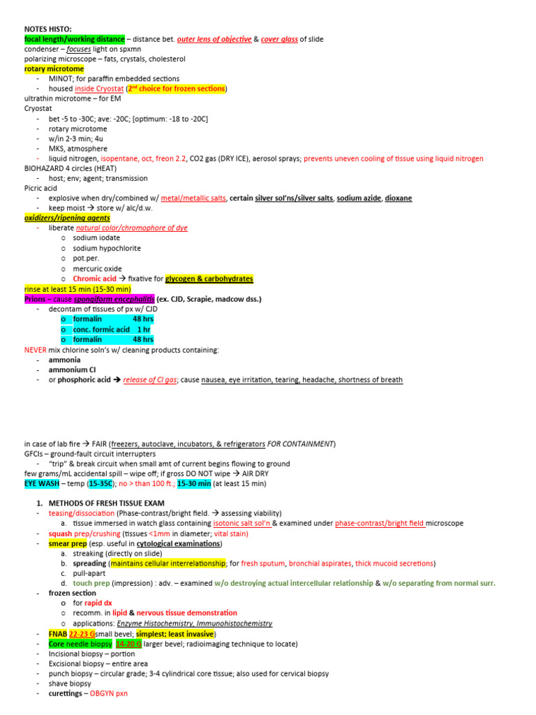 Histopath & Micro | PDF | Fixation (Histology) | Chemical Substances