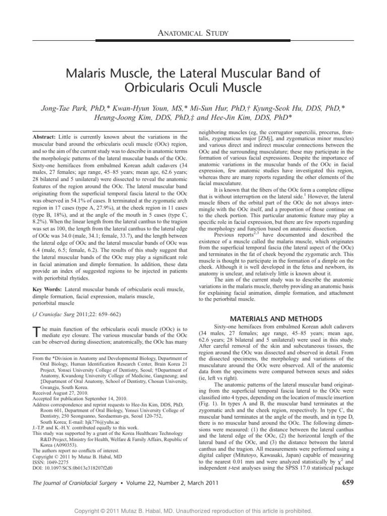 Malaris Muscle, The Lateral Muscular Band of Orbicularis Oculi Muscle ...