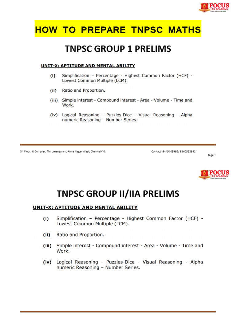 How To Prepare TNPSC Maths | PDF