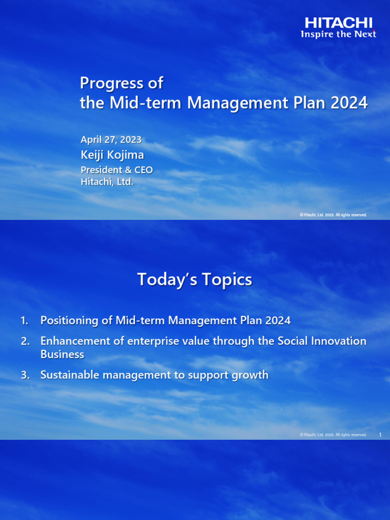 Hitachi Mid-term Management Plan 2024 | PDF | Investing | Innovation