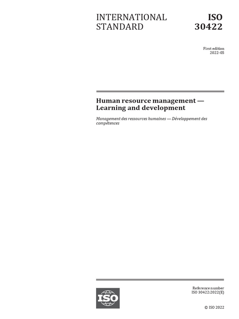 ISO 30422 2022 - Human Resource Management - Learning and Development | PDF | Educational ...