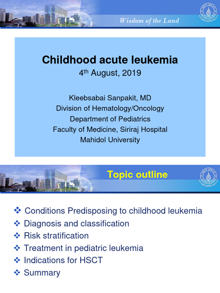 09 Kleebsabai - Acute Leukemia | PDF | Leukemia | Hematopoietic Stem Cell Transplantation