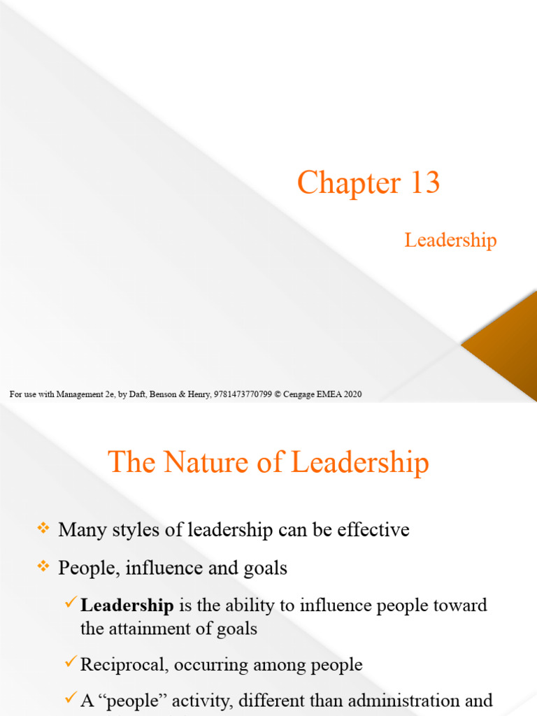 Chapter 13 - Slides Leadership | PDF | Leadership | Social Psychology