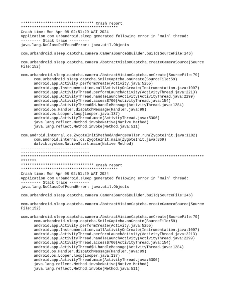 Crash Reportdat Exceptionthrown Download Free Pdf Java Programming Language Android 