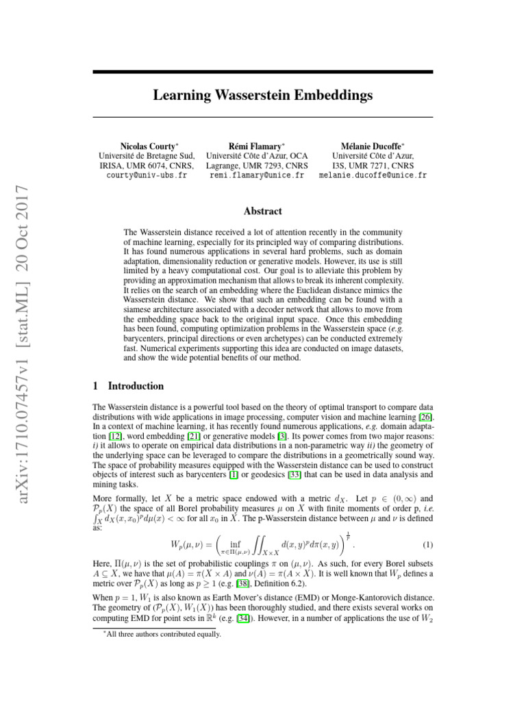 Learning Wasserstein Embeddings | PDF | Mean Squared Error | Machine Learning