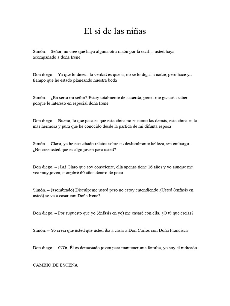 El Si de Las Niñas Bien hecho-GUION | PDF