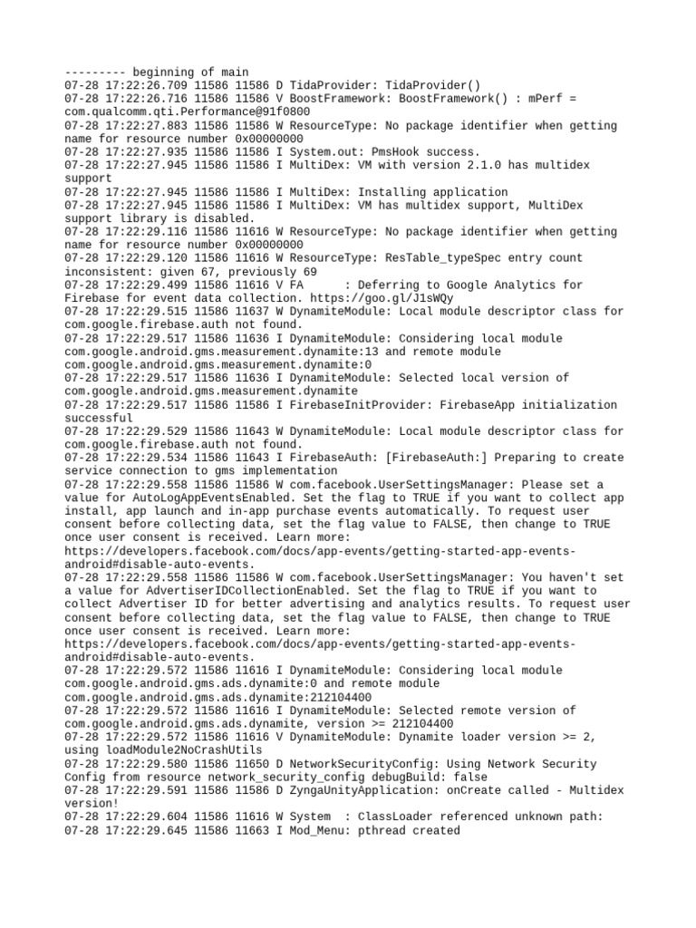 Android App Debug Log Analysis | PDF | Facebook | Library (Computing)