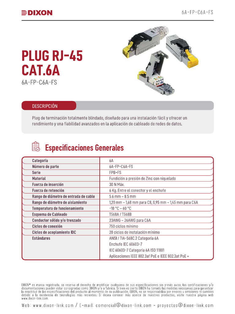 Dixon Plug RJ45 CAT6A | PDF