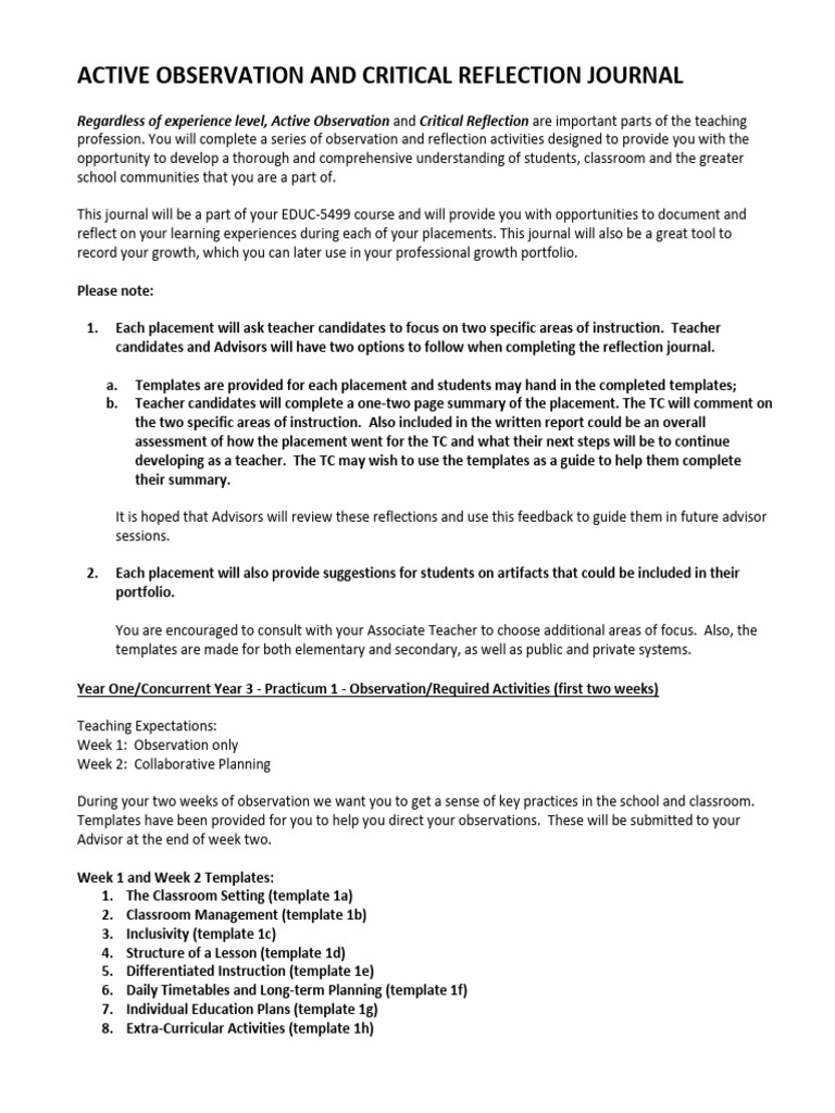 Revised Active Observation and Critical Reflection Journal-W | PDF | Differentiated Instruction ...