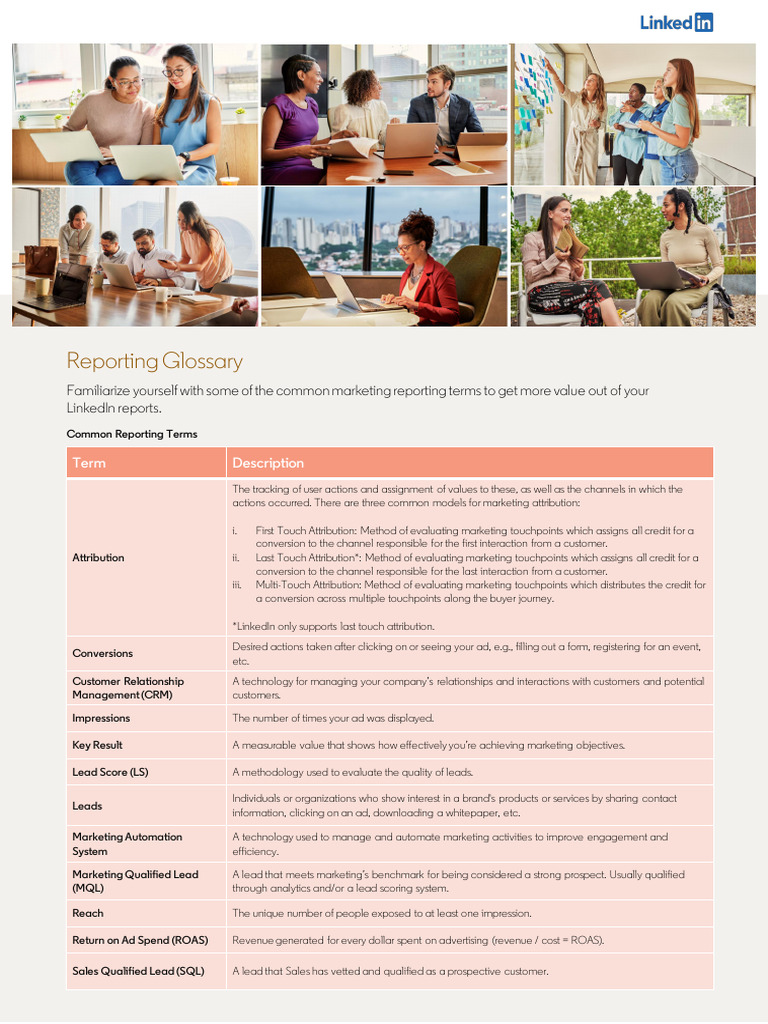 LinkedIn Ads Reporting Glossary | PDF | Customer Relationship Management | Brand