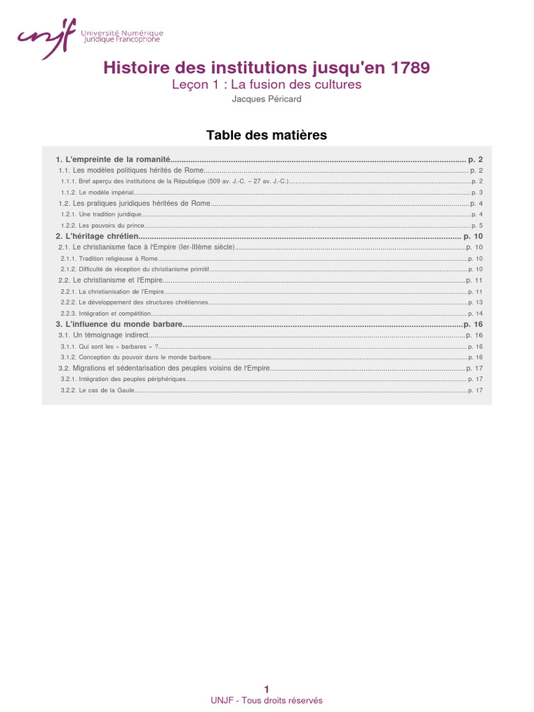 Histoire des institutions jusqu'en 1789 | PDF | Empire romain | Rome ...