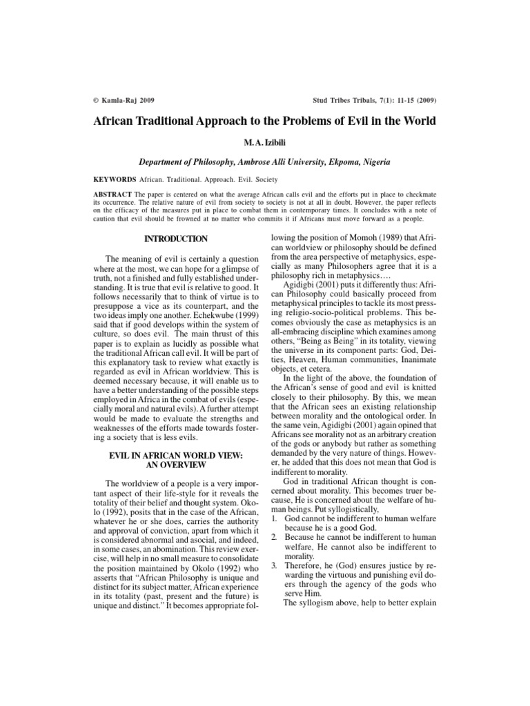 Conceptualizing Sin and Evil in The African Traditional Worldview | PDF ...