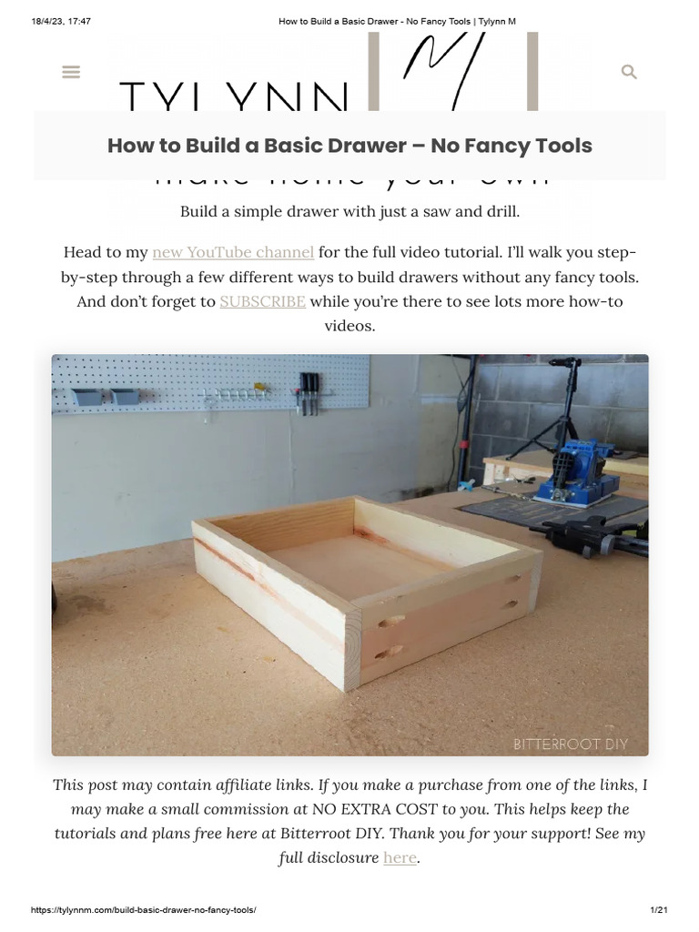 How To Build A Basic Drawer - No Fancy Tools - Tylynn M | PDF | Woodworking | Tools