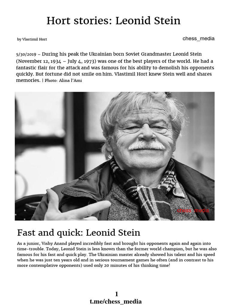 Hort stories - Leonid Stein | PDF | Chess | Chess Olympiad Competitors