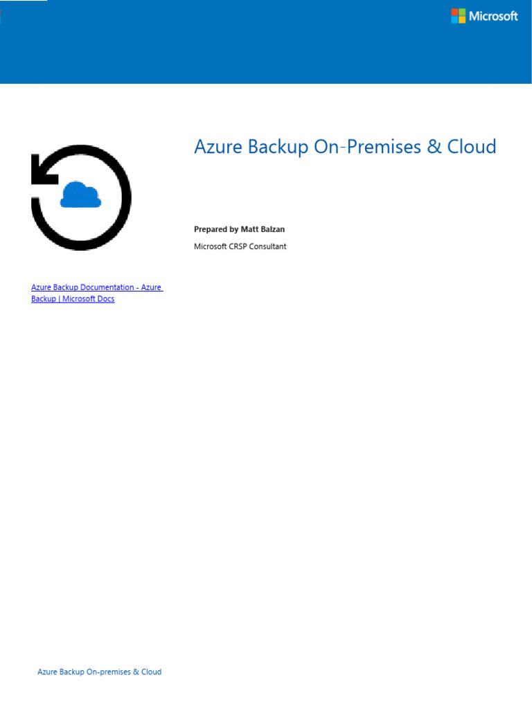 Azure Backup Onprem & Cloud - v2 | PDF | Microsoft Azure | Backup