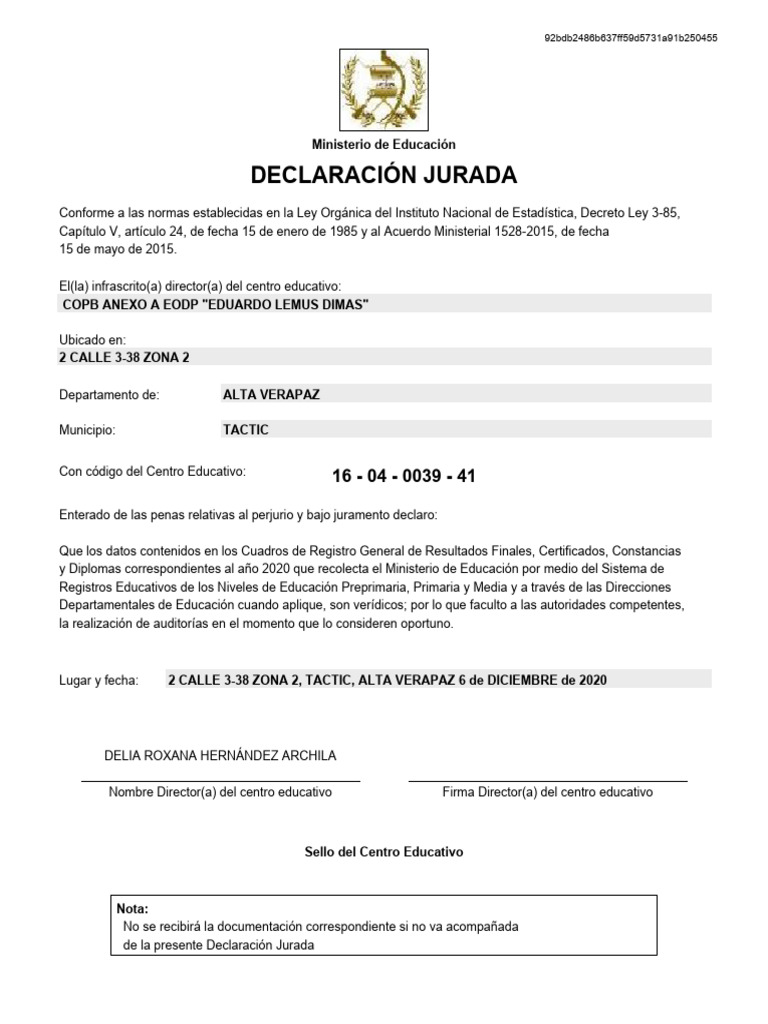 Declaracion Jurada Copb Roxana | PDF