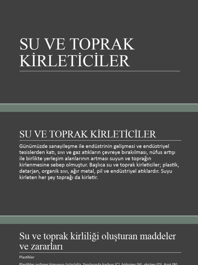 Su Ve Toprak Ki̇rleti̇ci̇ler | PDF
