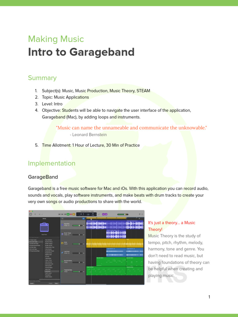 Making Music With Garageband | PDF | Garage Band | Synthesizer