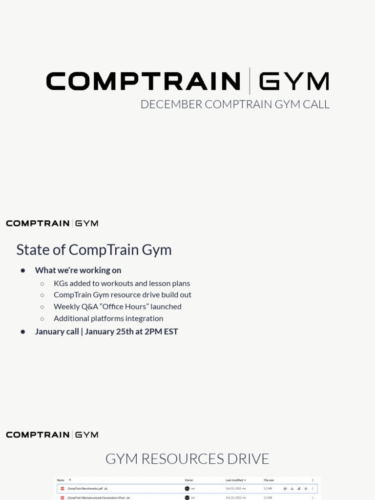 December CompTrain Gym Update | PDF
