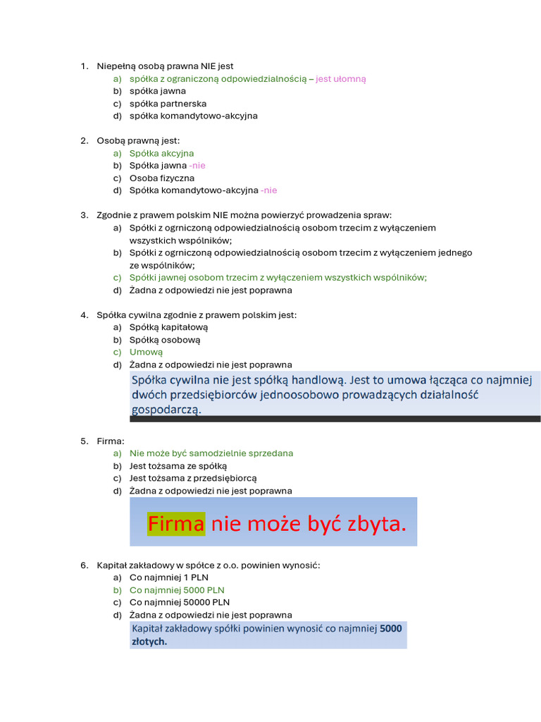 Pytania Prawo 1 | PDF