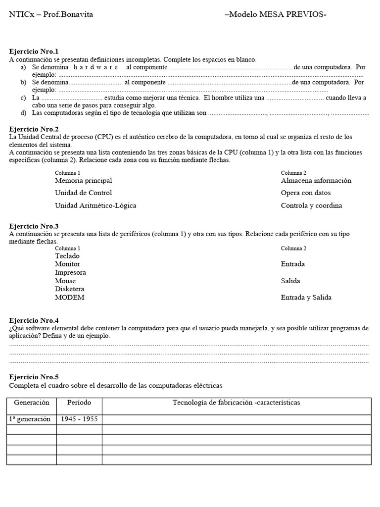 Evaluacion TIC | PDF | Periférico | Hardware de la computadora