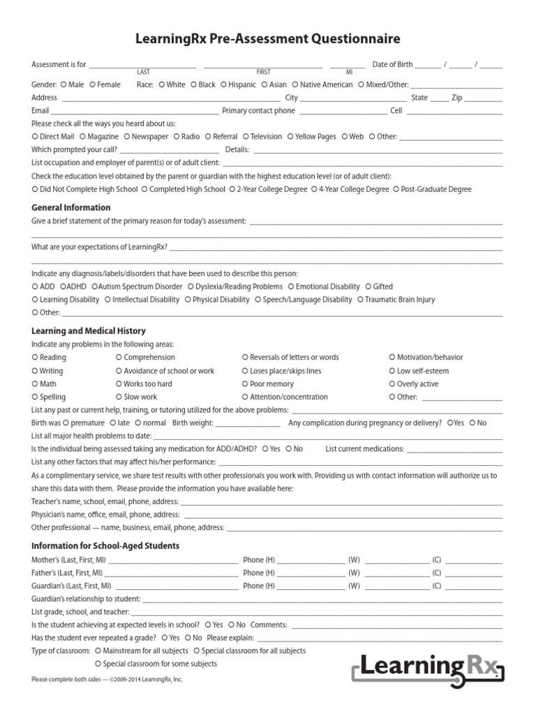 Questionnaire Lsrs | PDF | Learning Disability | Behavioural Sciences