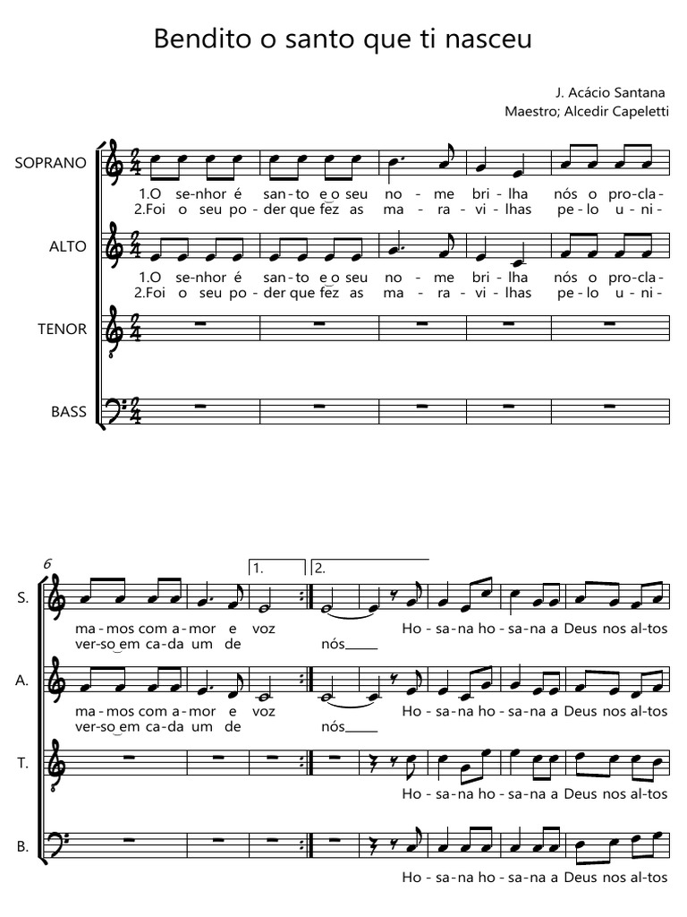 Bendito o Santo Que Ti Nasceu - Partitura Completa | PDF
