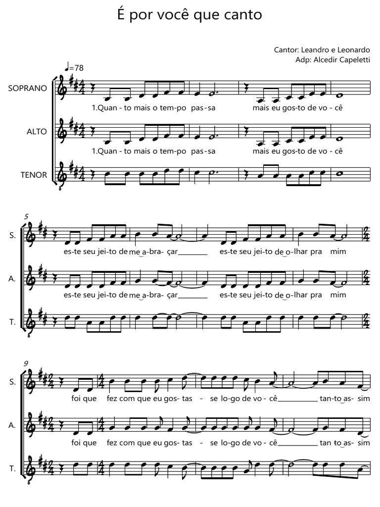 É Por Você Que Canto - Partitura Completa | PDF