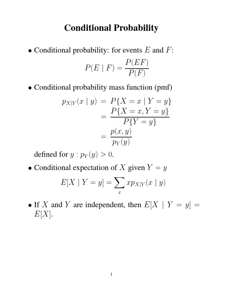 Conditional Probability | PDF | Expected Value | Random Variable