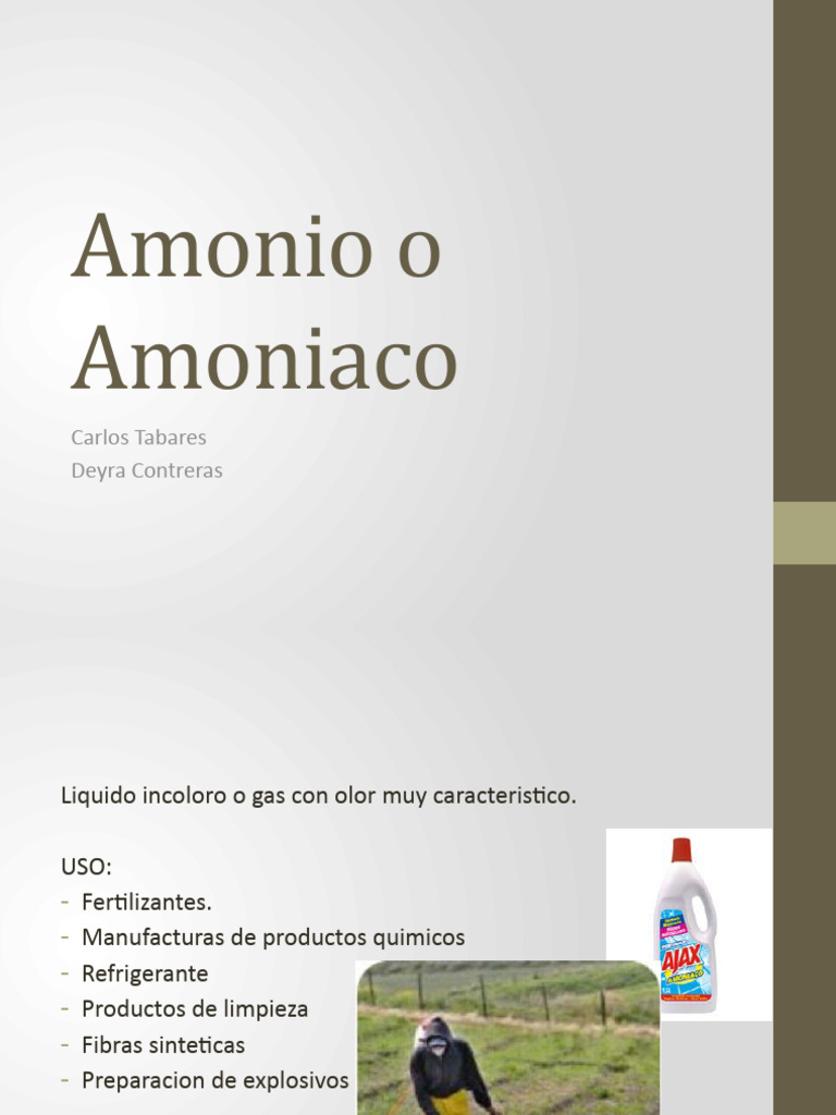 Amonio o Amoniaco | PDF | Amoníaco | Agua
