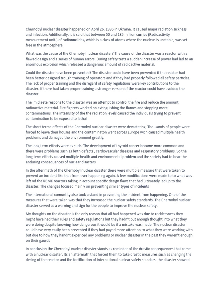 Chernobyl Nuclear Disaster Happened On April 26 | PDF | Radioactive ...