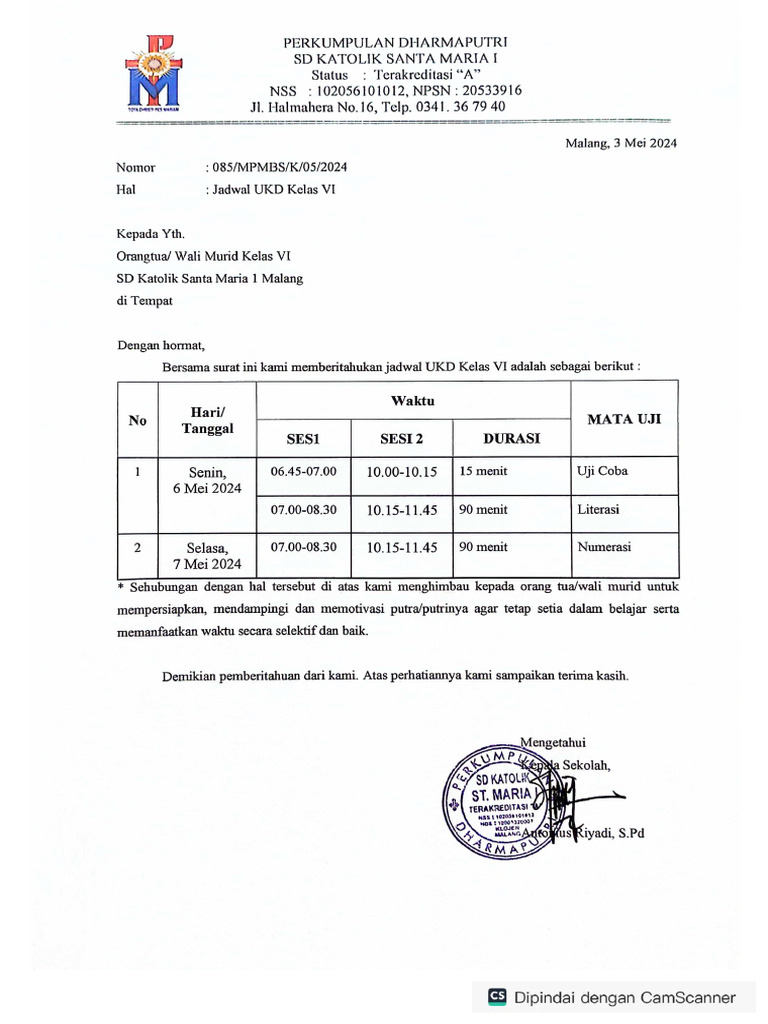 Surat Edaran UKD 2024 | PDF