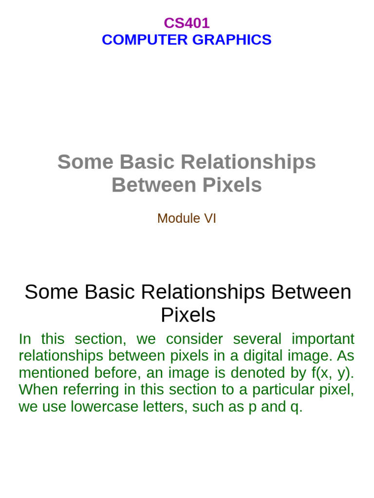 2.A_Some Basic Relationships Between Pixels Draft | PDF | Distance | Pixel
