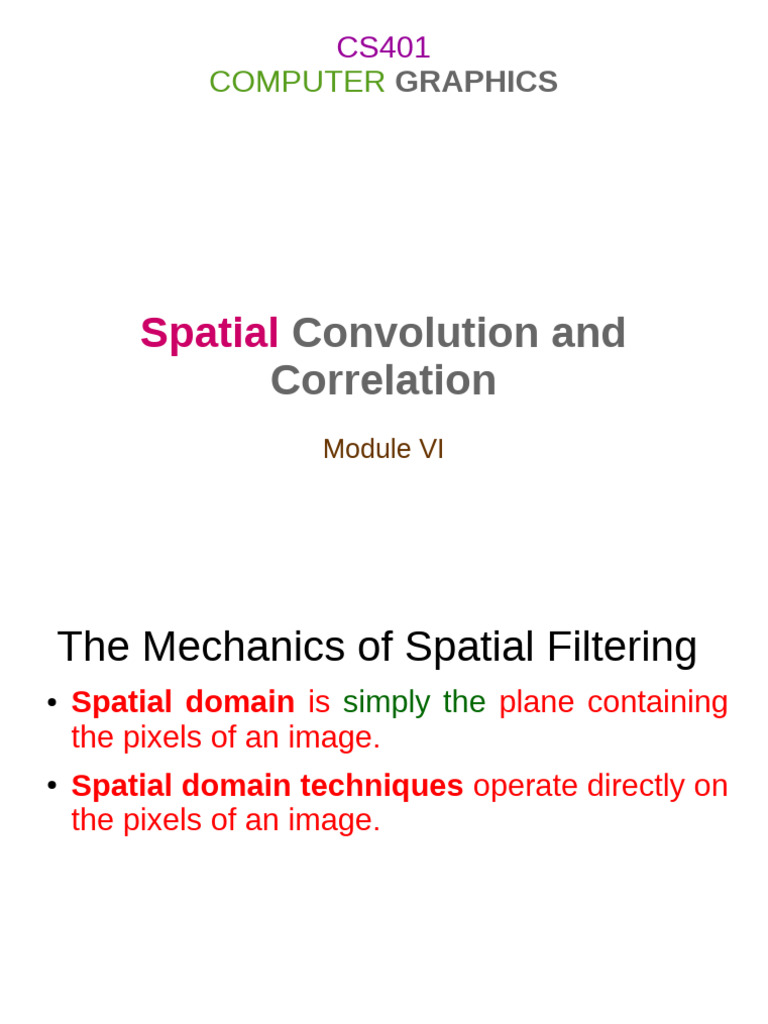 F-Spatial Convolution and Correlation Draft | PDF | Filter (Signal Processing) | Convolution