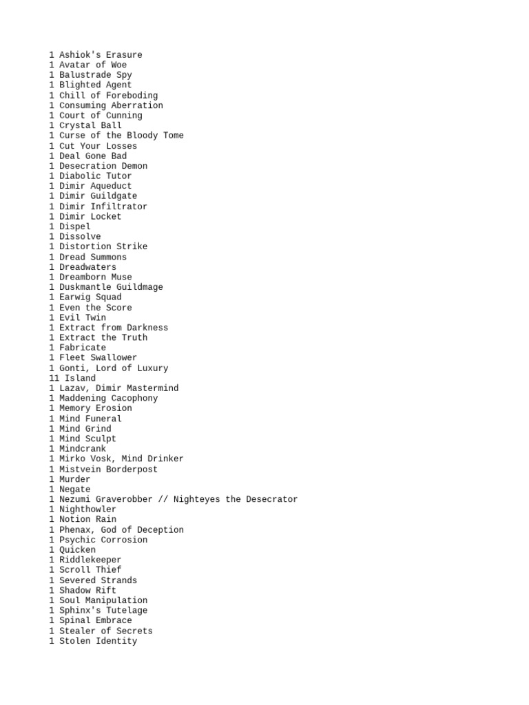 Dimir Magic Card List and Strategies | PDF
