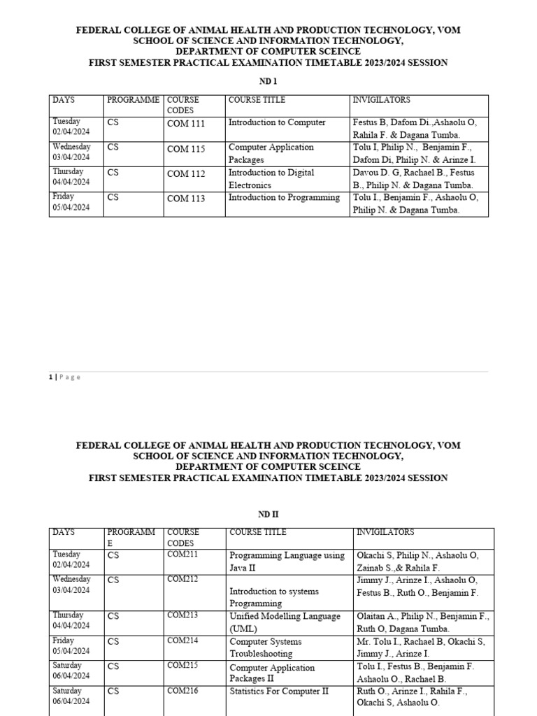 Computer Science Exam Timetable 2024 | PDF | Software | Computer Science